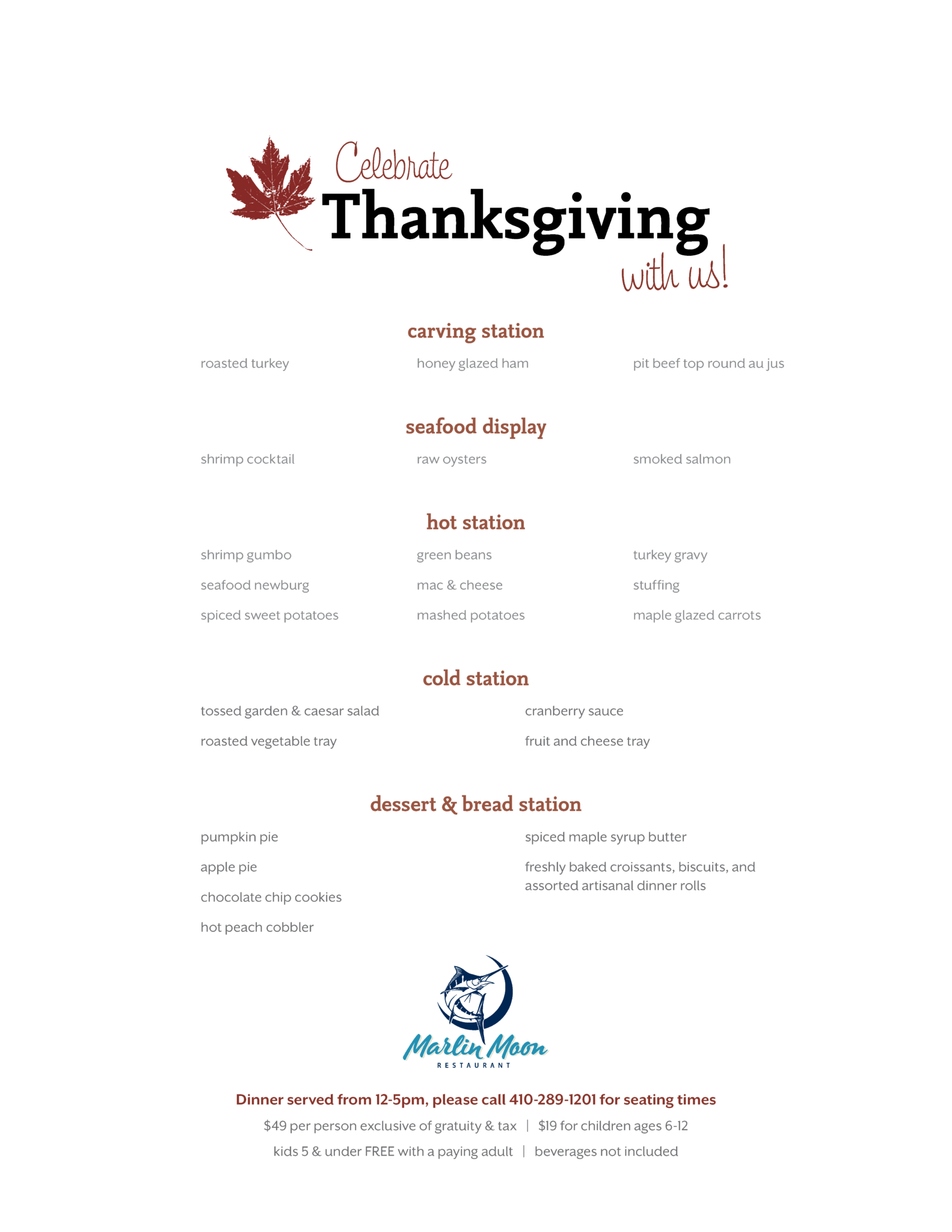 Thanksgiving Dinner at Marlin Moon - OCMD Restaurants