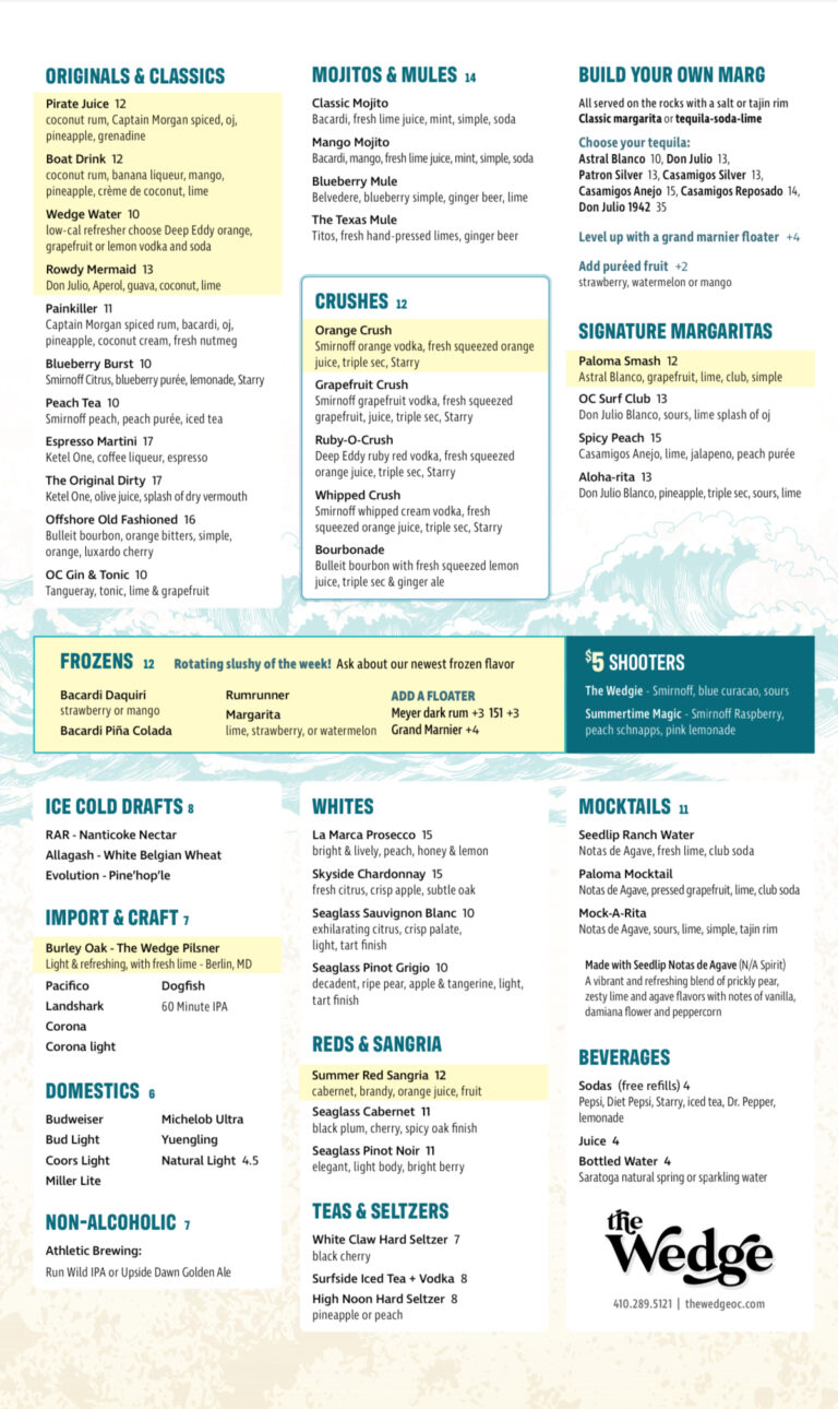 Wedge Bar Opens for the 2024 Season! - OCMD Restaurants