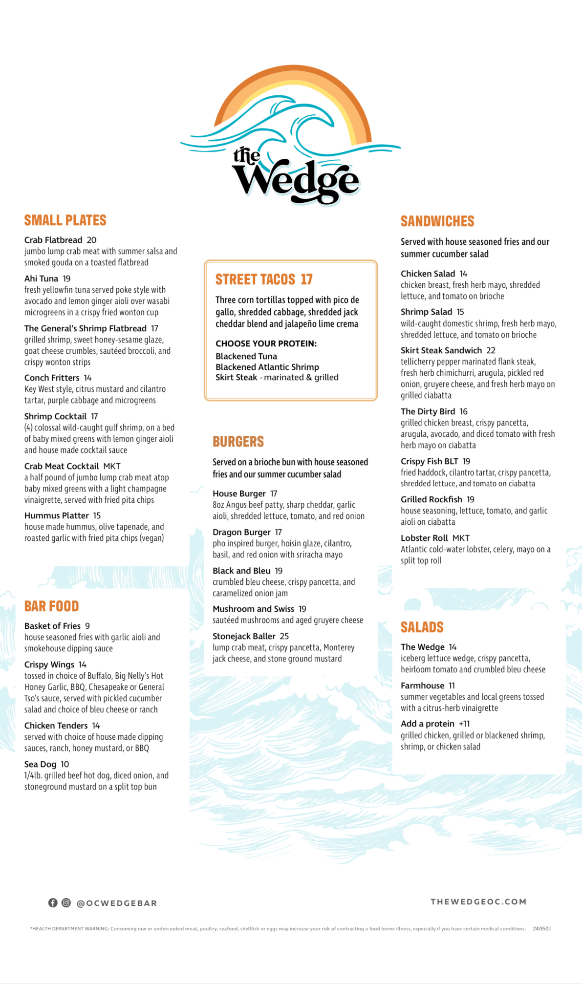 Wedge Bar Opens for the 2024 Season! - OCMD Restaurants