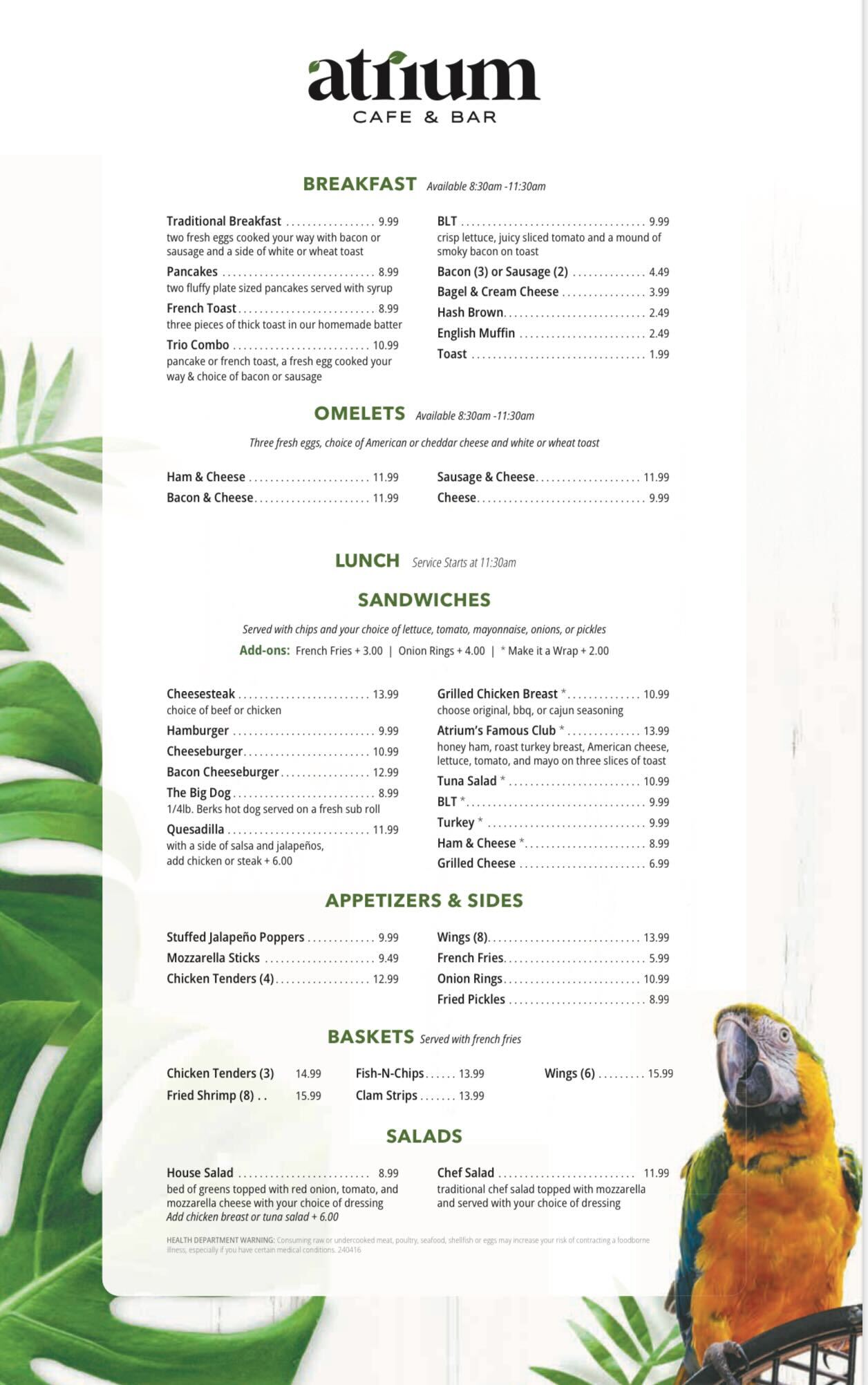 Have You Seen the New Atrium Menu?? - OCMD Restaurants