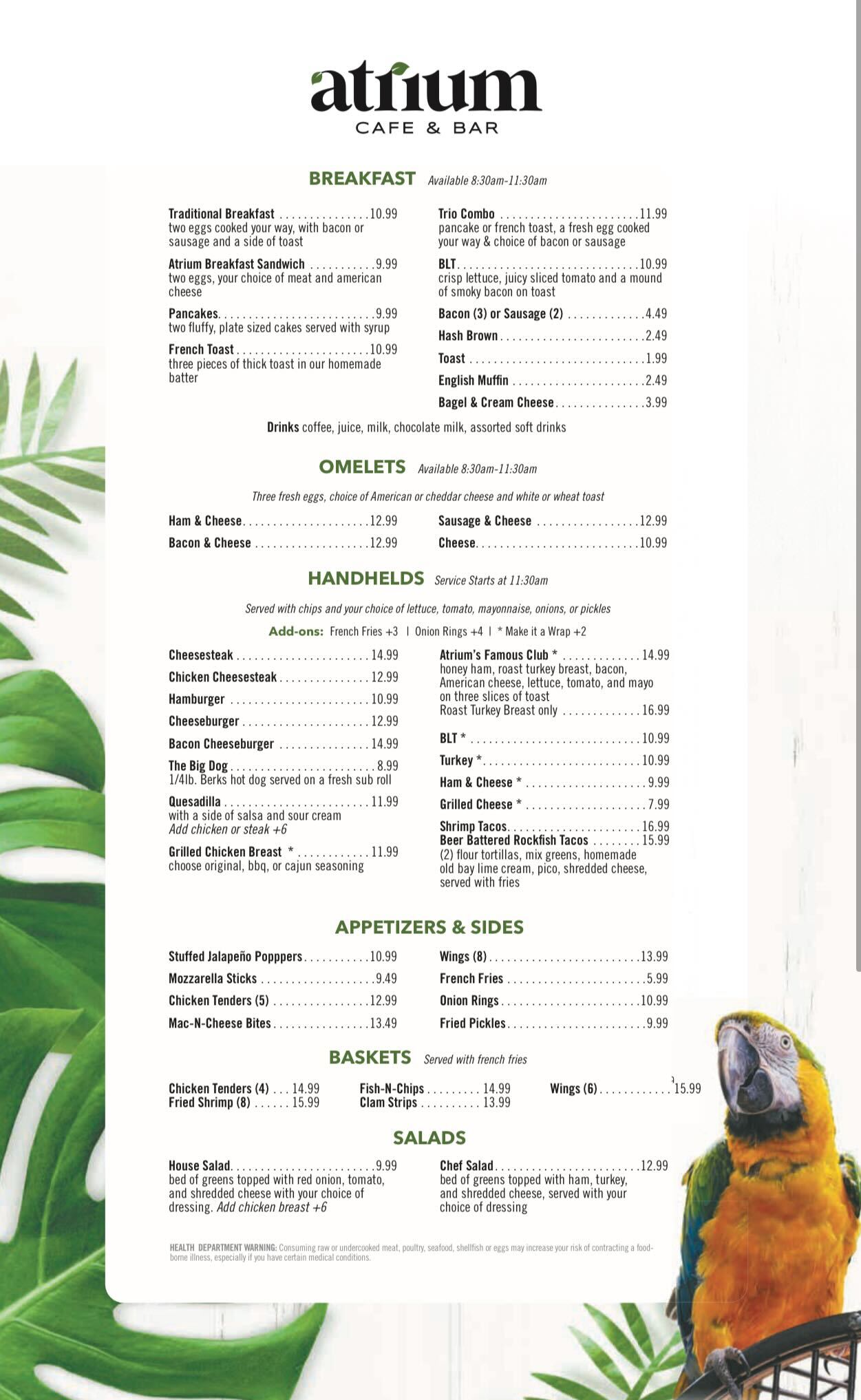 Have You Seen the New Atrium Menu?? - OCMD Restaurants