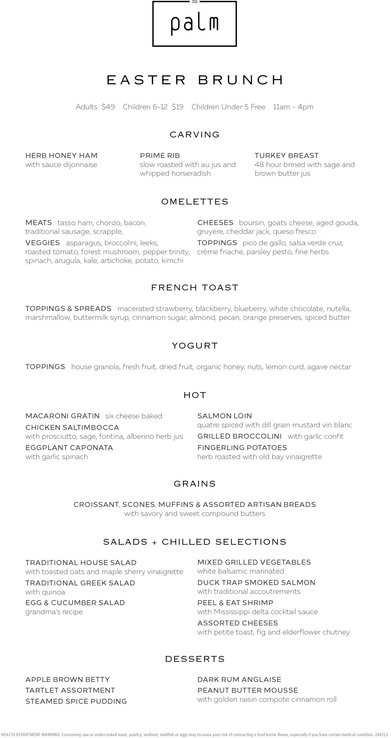 Easter Menus Are Here! - OCMD Restaurants