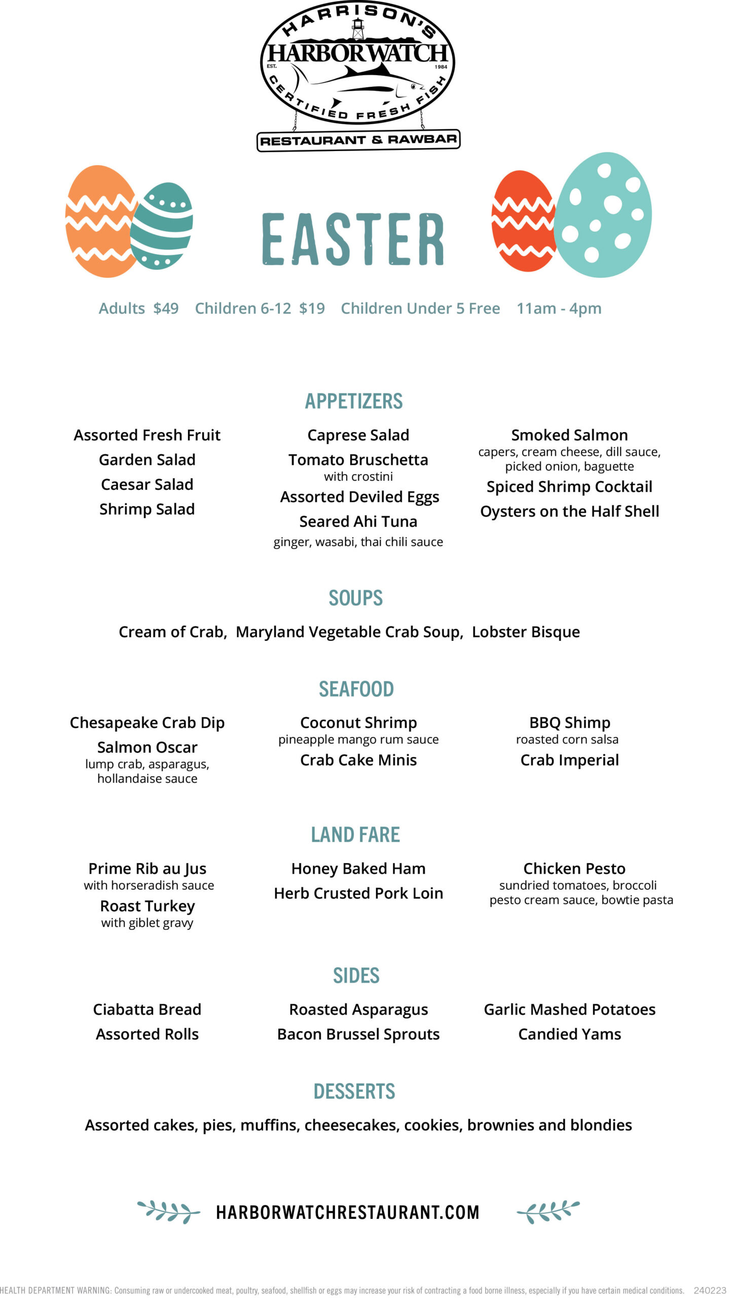 Easter Menus Are Here! - OCMD Restaurants